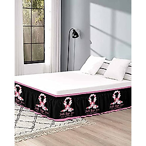 Energy Sympathy Bed Skirt Cal King Size 16 Inch Drop,Adjustable & Elastic Wrap Around Bed Skirts Pleated Dust Ruffles for Twin Full Queen Cal King Bed,Inspirational Positive Healing Thoughts Black