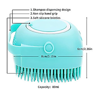 Molain Dog Cat Bath Brush Comb Silicone Rubber Dog Grooming Brush Silicone Puppy Massage Brush Hair Fur Grooming Cleaning Brush Soft Shampoo Dispenser (blue)