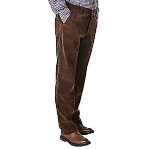 Alimens & Gentle Men's Corduroy Straight Fit Flat Front Casual Pant-Brown 02, 38W x 30L