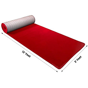 BannerBuzz Red Carpet Runner, Premium 1400 GSM Anti-Slip Aisle Runway Rug, Party Movie Theme Prom Ceremony Wedding Decorations Outdoor Indoor Events (3' W X 12' H, Red)