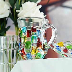 StarLuckINT Unique glass teacups, 4 oz glass espresso cups and saucers, hand-painted stained cups, set of 2, dishwasher microwave safe, for Lungo, Moka, Americano and small hot drinks (warm colors)