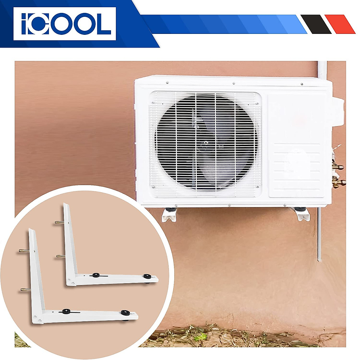 ICOOL Mini Split Wall Mounting Bracket (22" L x 19" H) for 9,000-36,000 BTU Universal Ductless Air Conditioners Heat Pumps Compressors, Outdoor Heavy Duty Foldable Condenser Bracket