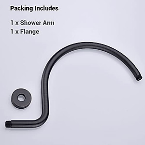 TRUSTMI S Shaped Shower Arm with Flange 17 Inch Extension with 6 Inch High Rise Gooseneck Arm for Rainfall Shower Head, Wall Mounted, Oil Rubbed Bronze