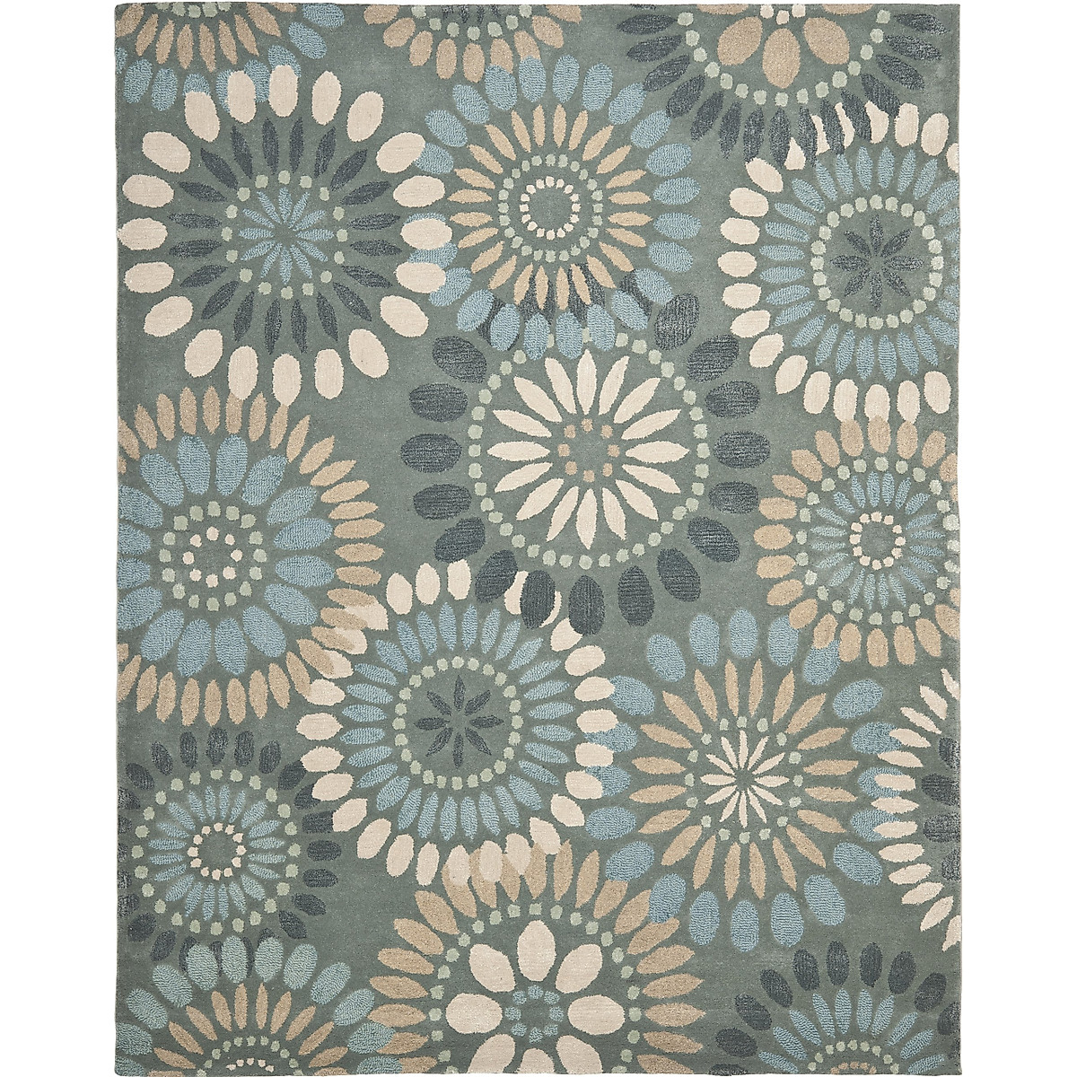 SAFAVIEH Jardin Collection Area Rug - 10' x 14', Grey & Blue, Handmade Floral Wool, Ideal for High Traffic Areas in Living Room, Bedroom (JAR455A)