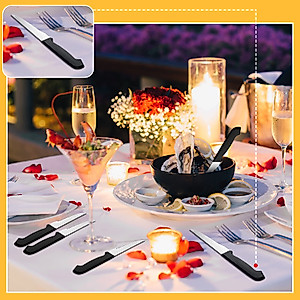 Therwen 50 Pieces 8.8 Inch Serrated Steak Knife Set Pointed Tip Stainless Steel Steak Knife Sharp Blade Flatware Steak Knives for Kitchen Restaurant Camping