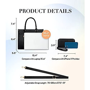 Missnine Laptop Tote Bag 15.6 inch Laptop Bag Stylish Briefcase for Women Work Shoulder Bags with Clutch Wallet 2 PCS Set