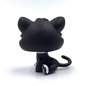 PSCB Custom-Made Baby for Short Hair Cat #2249 Black Body White Flower Eyes Bobble Head 1 Inch Kitty Mini Pet Toys