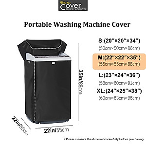 Portable Washing Machine Cover,Top Load Washer Dryer Cover,Waterproof Full-Automatic/Wheel Washing Machine Cover(22"22"35"inches, Black)