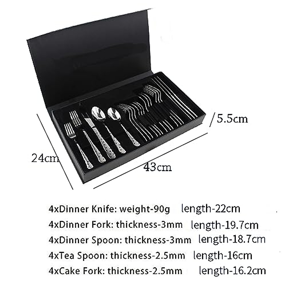 Silverware Set Flatware 20-Piece for 4 Retro Geometric Stainless Steel Unique Pattern Design Tableware Cutlery Set with Storage Box Kitchen Utensils Spoon and Fork Set Hand Wash Recommended