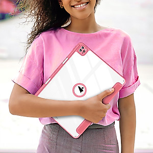 Soke Clear Case for iPad Air 13 Inch M3 2025 & M2 2024 - Built-in Pencil Holder+Auto Sleep/Wake+Camera Protection, Shockproof Back Cover for Apple iPad Pro 12.9 Inch,Watermelon