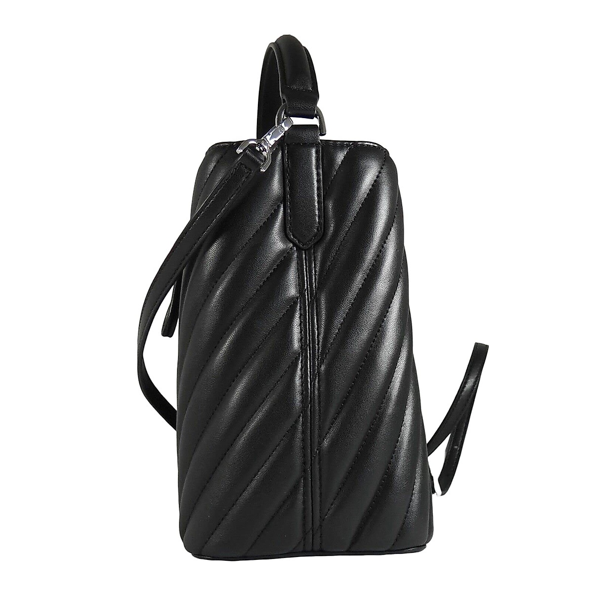 Michael Kors Suri Medium Bucket Crossbody Quilted Vegan Faux Leather Bag (Black)