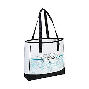Lillian Rose 13"x12" Aqua TR620 BR Bride Tote Bag, 13" x 12" x 4"
