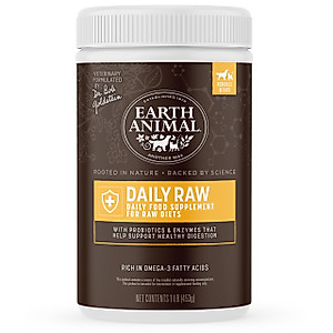 Earth Animal Daily Raw Cat Food & Raw Dog Food Topper | Complete Cat & Dog Vitamins Supplement| 1 Pound