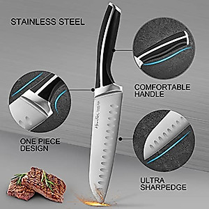 Harriet Knife Set - 7 Pieces Kitchen Knife Set with Cutting Board & Sharpener, High-Carbon Stainless Steel Knife Block Set, Chef Knife Set with Acacia Wood Knife Block