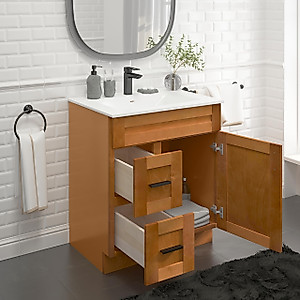 Maple Shaker Sink Base Bathroom Vanity with Drawers 30" Ready-to-Assemble Cabinet