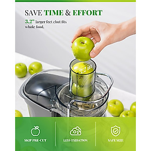 1300W GDOR Plus Juicer Machines with Larger 3.2” Feed Chute, Titanium Enhanced Cut Disc Centrifugal Juice Extractor, Full Copper Motor Heavy Duty, for Whole Fruits, Veggies, Dual Speeds, BPA-Free