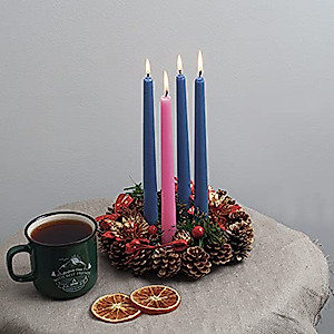 CANDWAX 12 inch Taper Candle Set of 4 - Dripless Taper Candles and Unscented Candles - Long Burning Candles Perfect as Home Decor - Pink Candle and Blue Taper Candles - Tall Candlesticks