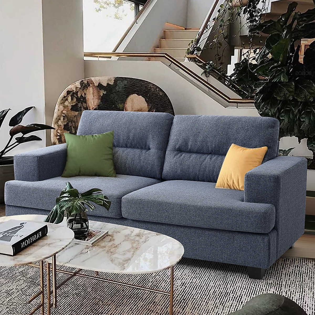 LEISLAND 70" Love Seat Couches Sofa with USB Port, Comfy Couches for Living Room, Small Couches for Small Spaces,Mid Century Modern Couch for Bedroom/Office(Blue)