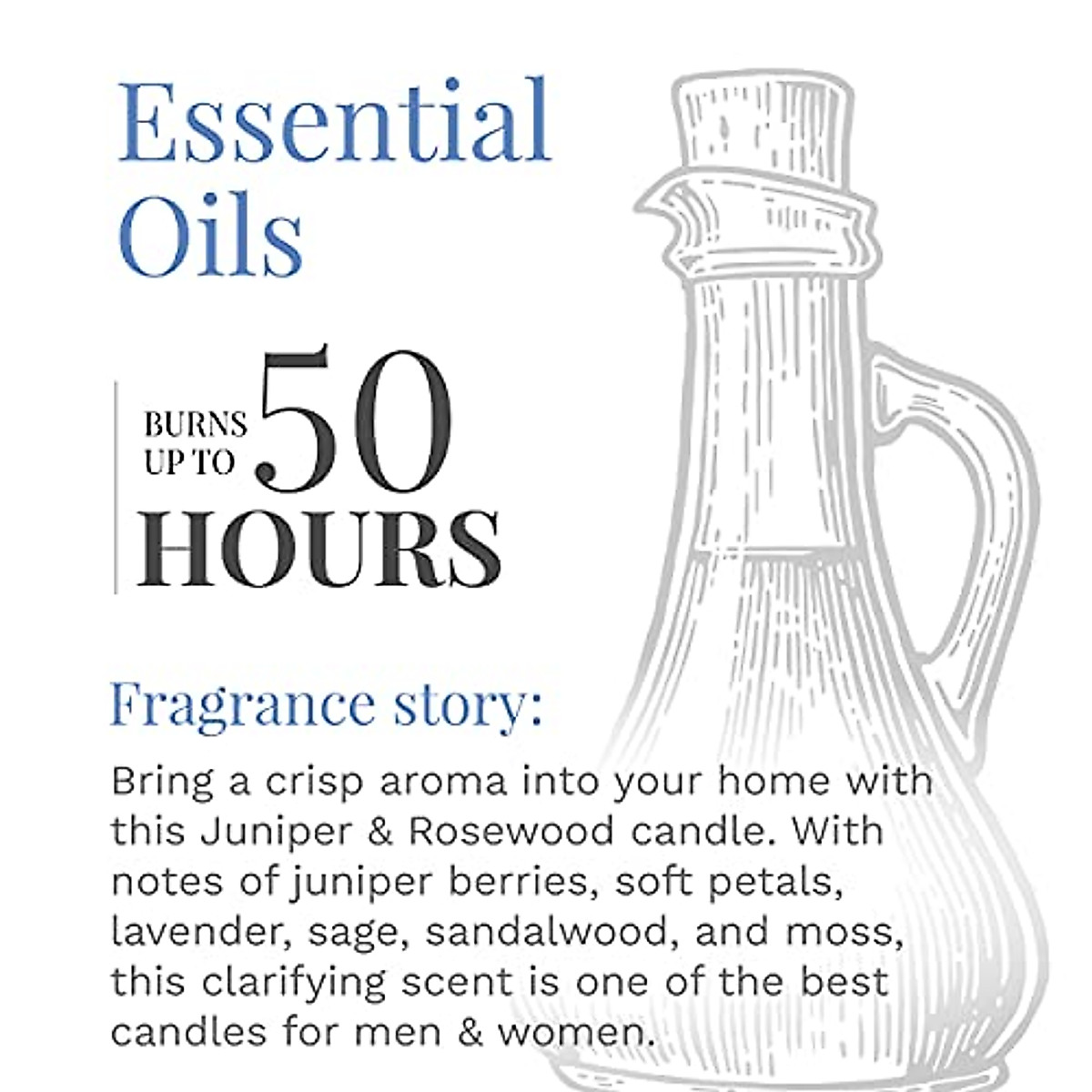 Essential Elements by Candle-lite Scented Candles Juniper & Rosewood Fragrance, One 9 oz. Single-Wick Aromatherapy Candle with 50 Hours of Burn Time, Off-White Color