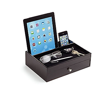 Massca Wood Phone Docking Station -Nightstand Organizer for Men - Multi-Device Valet Tray for Men - Nightstand Drawer Organizer Great for Your Wallet, Keys, Phones & Other Electronic Devices