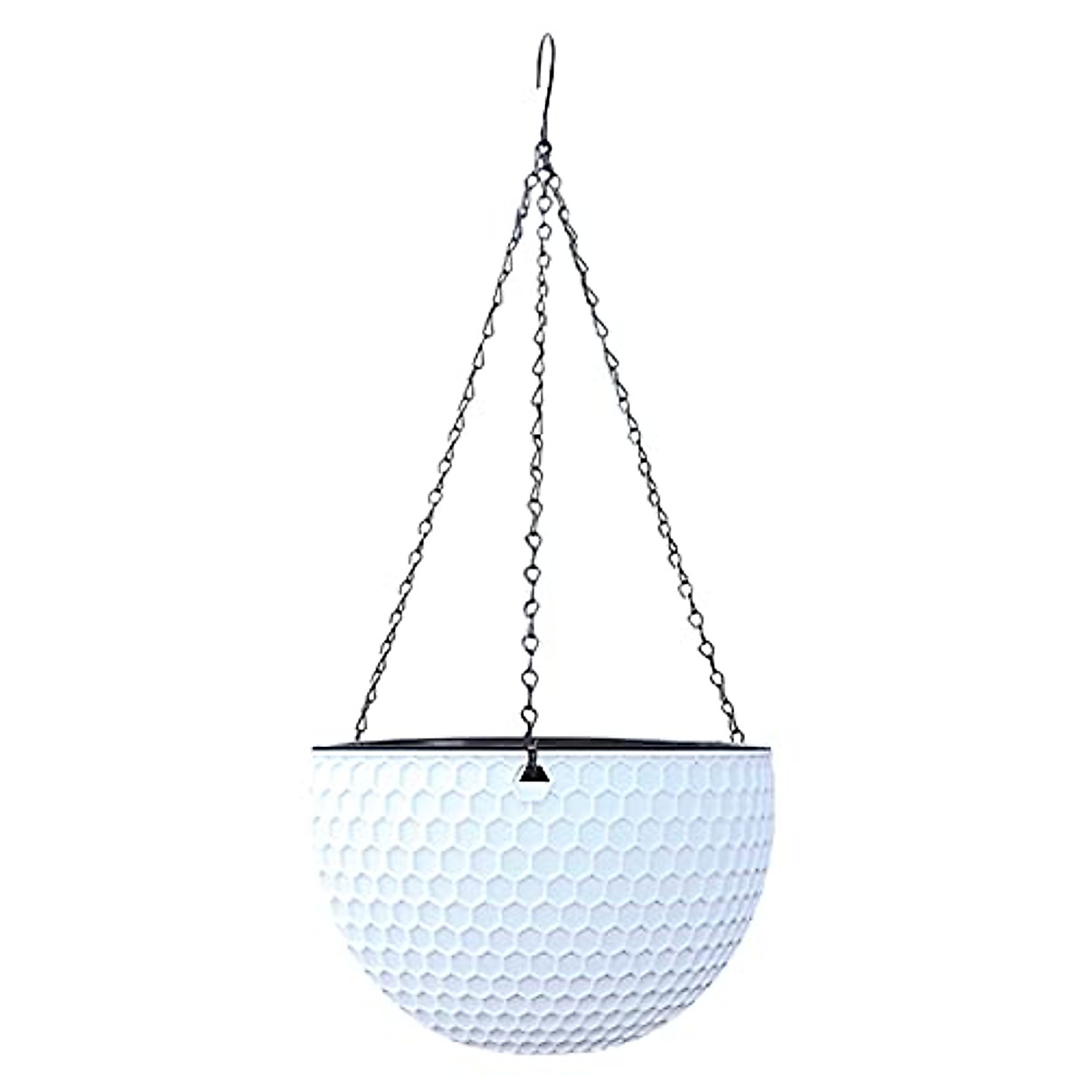 MileHouse Outdoor Indoor Hanging Planter Basket, Honeycomb Self Watering Resin Plant Flower Bonsai Hanger for Patio Garden White M