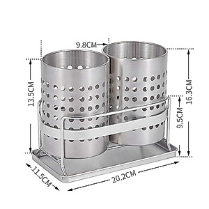 Cabilock Stainless Steel Utensil Caddy Cutlery Storage Holder Countertop Silverware Holder Cooking Utensil Organizers for Home Restaurant Kitchen