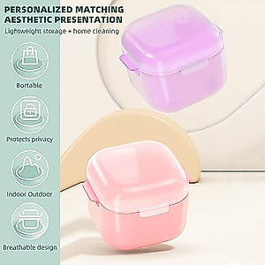 OFIDUS Denture Bath Case, Denture Cups for Soaking Dentures, Retainer Cleaning Case with Strainer Basket, Portable False Teeth Container, Soak Container for Retainer, Braces, Mouthguard (Purple)