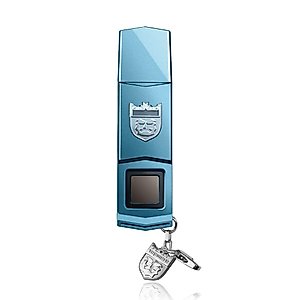TOPMORE Phecda Fingerprint Recognition USB3.0 Flash Drive Fingerprint ID Security Flash Disk Biometric Fingerprint Reader Memory Stick (64GB, Blue & Silver)