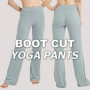 FELEMO Bootcut Flare Yoga Pants for Women Loose Fit High Waisted Yoga Sweatpants for Women Bootleg Work Pants Plus Size Maternity Lounge Pants Tummy Control Soft Bootcut Workout Pants, Light Grey 3XL