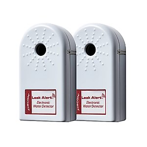 Zircon Leak Alert Water Leak Detector & Flood Sensor Alarm/Water Leak Sensor with Dual Leak Alarms 90Db Audio/Battery Powered (2 Pack) Batteries Not Included (72311) White