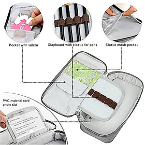 Homecube Pencil Case Big Capacity Pen Marker Holder Pouch Box Makeup Bag Oxford Cloth Large Storage Stationery Organizer with Zipper for School Office - Gray