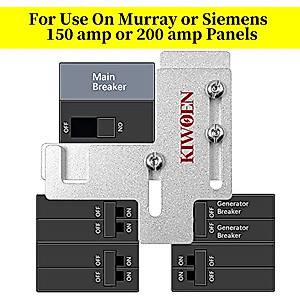 KIWOEN Generator Interlock Kit Compatible with Murray or Siemens 150 or 200 amp Panels. 7/8 to 1 1/4 in Between Main and Generator Circuit Breakers,Safety Manual Lockout Transfer Switch