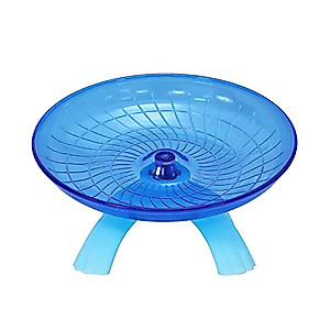 Wontee Hamster Flying Saucer Silent Running Exercise Wheel for Gerbil Rat Mouse Hedgehog Small Animals (Blue)