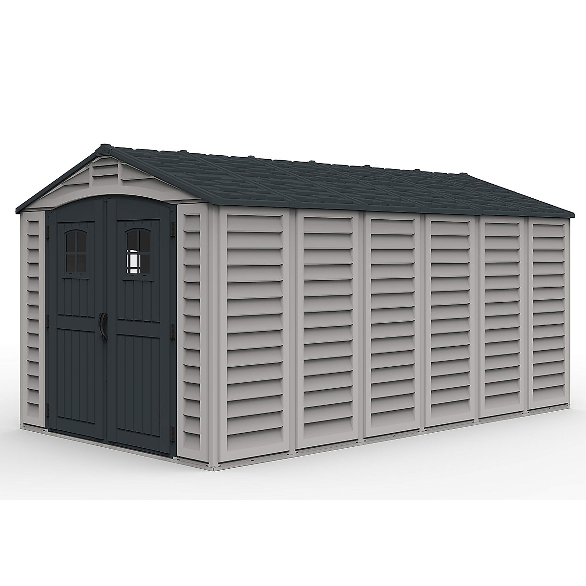 Duramax - Garden shed – APEX PRO Plus 15 x 8 – PVC Resin – Light and Dark Grey – Includes Floor