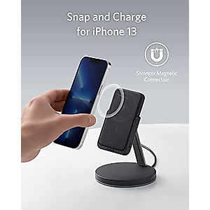 Anker Magnetic Wireless Charger, 633 MagGo 2-in-1 Wireless Charging Station, Detachable Portable Charger, Only for iPhone 14/14 Pro/14 Pro Max/13/13 Pro Max and AirPods Pro (Interstellar Gray)