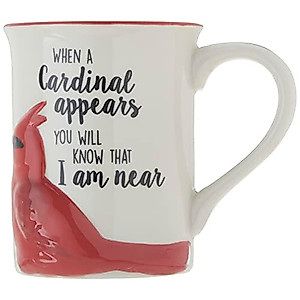 Enesco Our Name is Mud Bereavement Comforting Cardinal Always Near Sculpted Coffee Mug, 1 Count (Pack of 1), Multicolor
