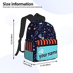 J&SBGFT Custom Backpack for Boys Girls,Personalized Toddler Backpack with Name,Customization Space Print Kid School Backpack Cute Bookbag 15in