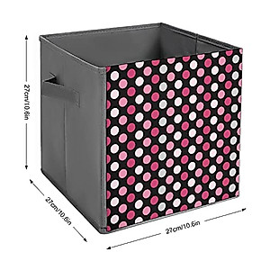 Pink Polka Dot Collapsible Storage Bins Basics Folding Fabric Storage Cubes Organizer Boxes with Handles