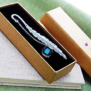 Konrisa Metal Bookmarks for Women Men Classical Bookmarks Feather Shape with Luminous Bead Constellation Creative Reader Gifts Kids Girls Reading Lovers