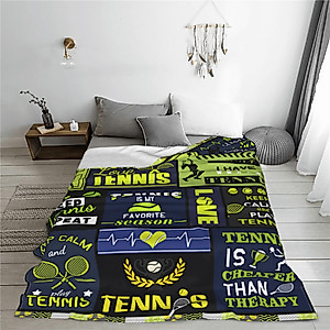Jreergy Tennis Blanket Gifts for Tennis Player Warm Throw Blanket for Boys Girls Sport Lover Blanket for Sofa Camping Couch 40"x50"