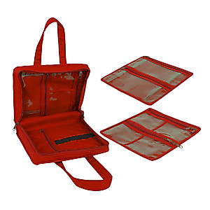 Yazzii Sewing Notions Tote- Portable Sewing Accessories Organizer w Detached Sleeves - Red