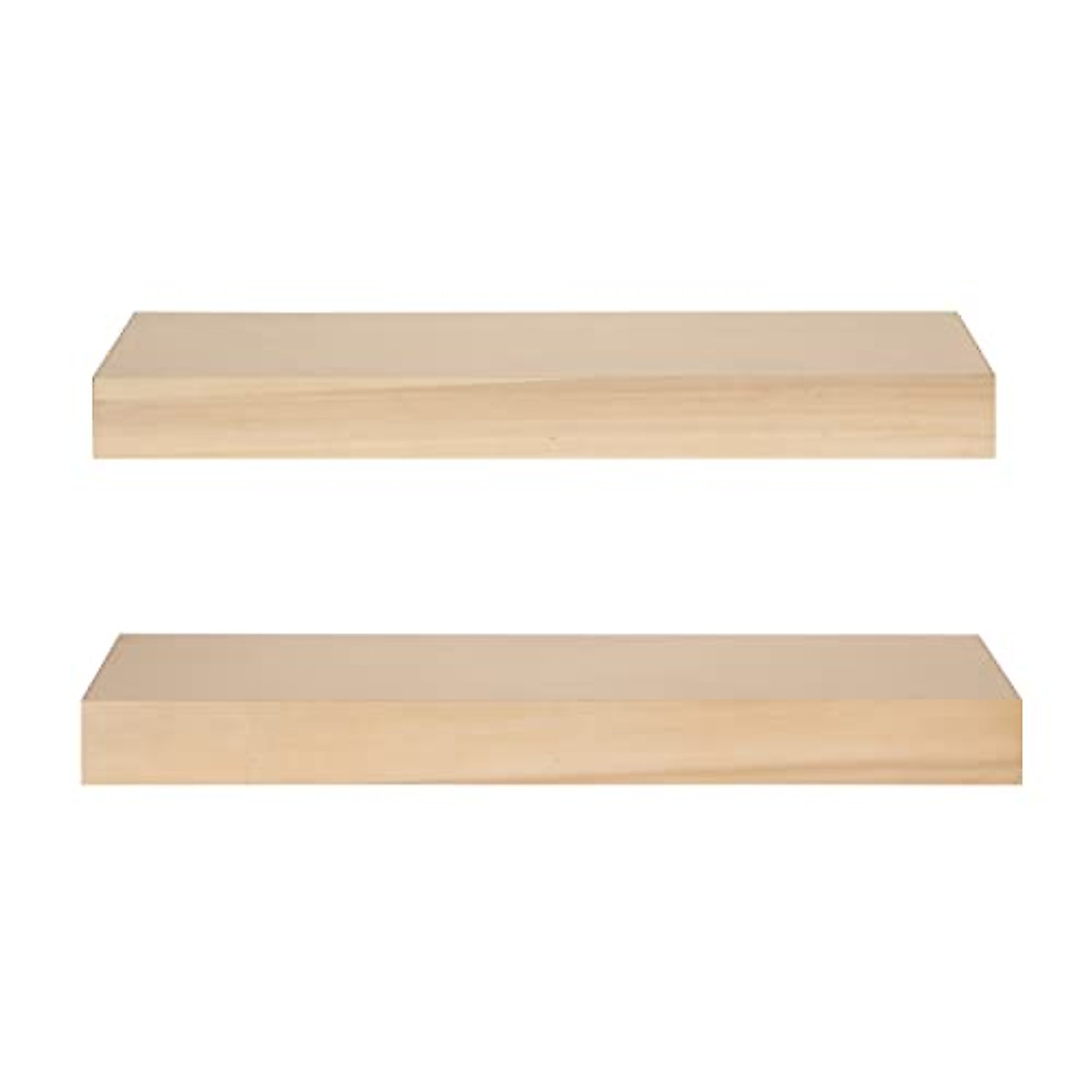 Kate and Laurel Havlock Modern Floating, Mid-Century Bathroom and Kitchen Shelves for Storage and Display, Set of, 2 Piece 24 x 8, Natural Wood