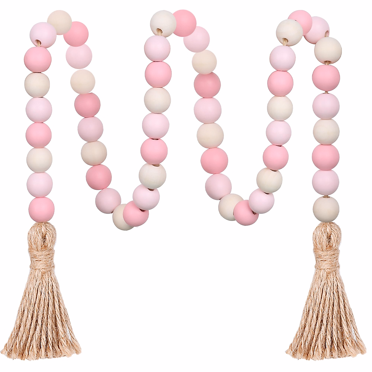 Meplait Wood Bead Garland,39in Farmhouse Beads with Tassels Boho Beads for Tiered Tray Decorative Beads Home Decor
