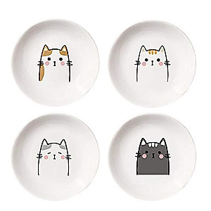 4pcs Ceramics Cat Dinner Relish Dishes Seasoning Dishes Dipping Appetizer Plates