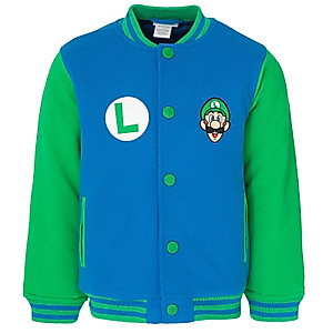 Super Mario Nintendo Luigi Little Boys Varsity Bomber Jacket 7-8