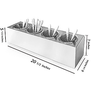 Flatware Organizers Stainless Steel Cylinder Flatware Silverware Utensil Holder Organizer Caddy (4 holes)