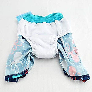 i play. by green sprouts baby-boys Trunks with Built-in Reusable Swim Diaper,Gray Multistripe,18mo