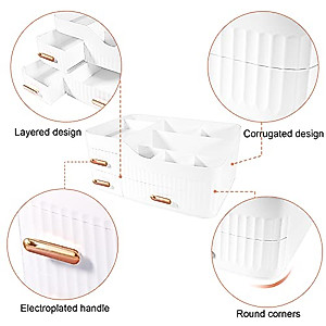 CGBE Makeup Organizer for Vanity, Large Capacity Cosmetic Organizer and 2-Tier Counter Shelf Bathroom Countertop Organizer