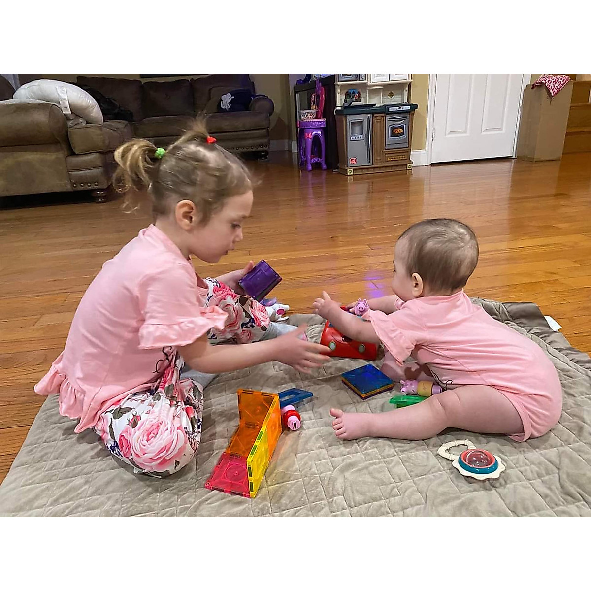 Newborn Baby Girl Clothes Big Sister Little Sister Matching Outfits Infant Romper Floral Pants Toddler Girls Clothing Sets