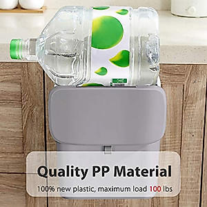 AYADA Hanging Trash Can with Lid, Hanging Garbage Can for Kitchen Cabinet Door in Cabinet Trash Can Hanging Door Mounted Trash Can Under Sink Door Trash Bin RV Bathroom (Grey)